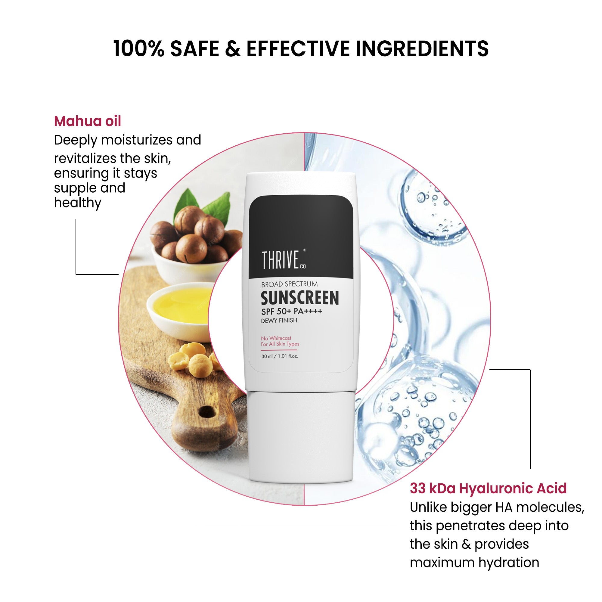 ThriveCo Broad Spectrum Sunscreen SPF 50+ PA++++, 30ml with UV Protect